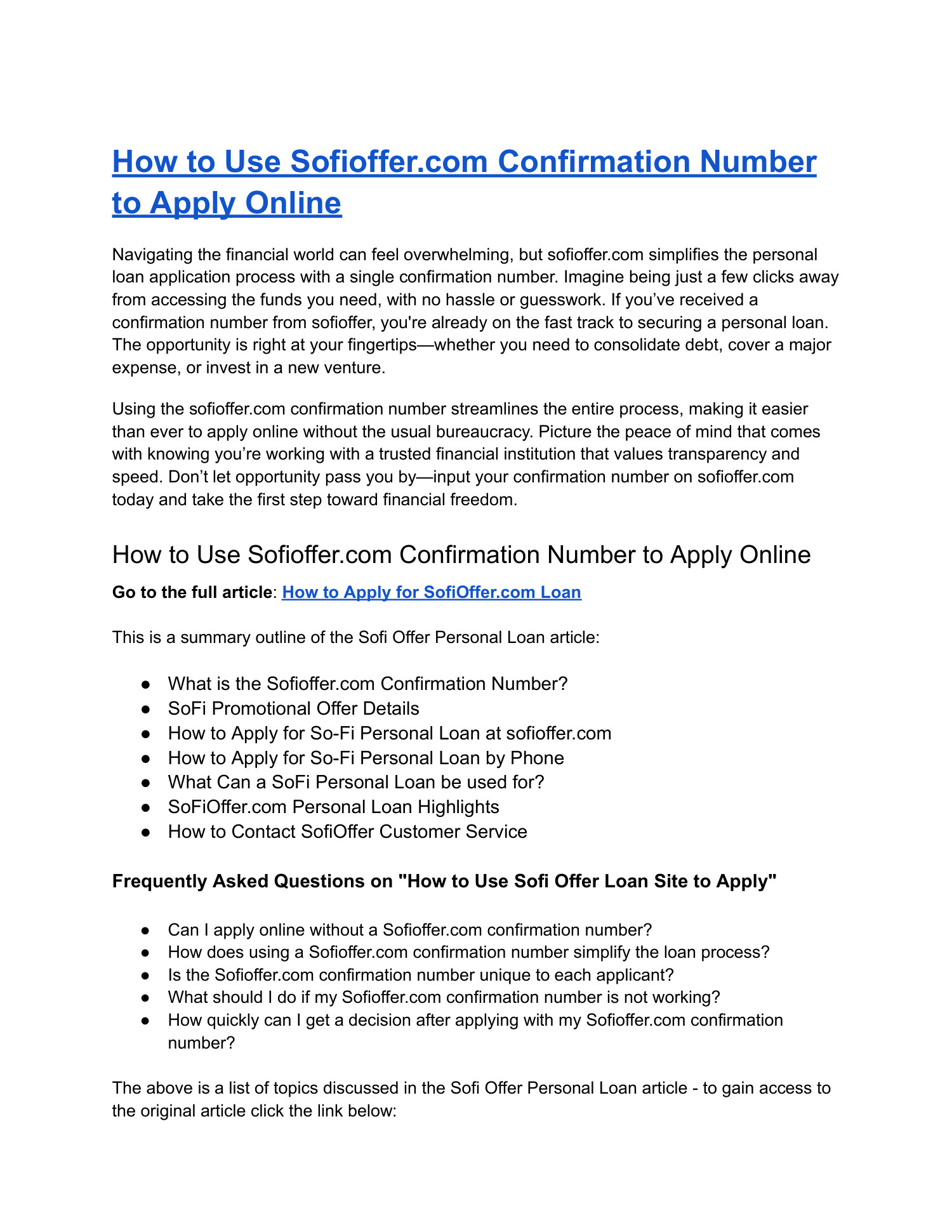 How to Use Sofioffer.com Confirmation Number to Apply Online.pdf | DocDroid
