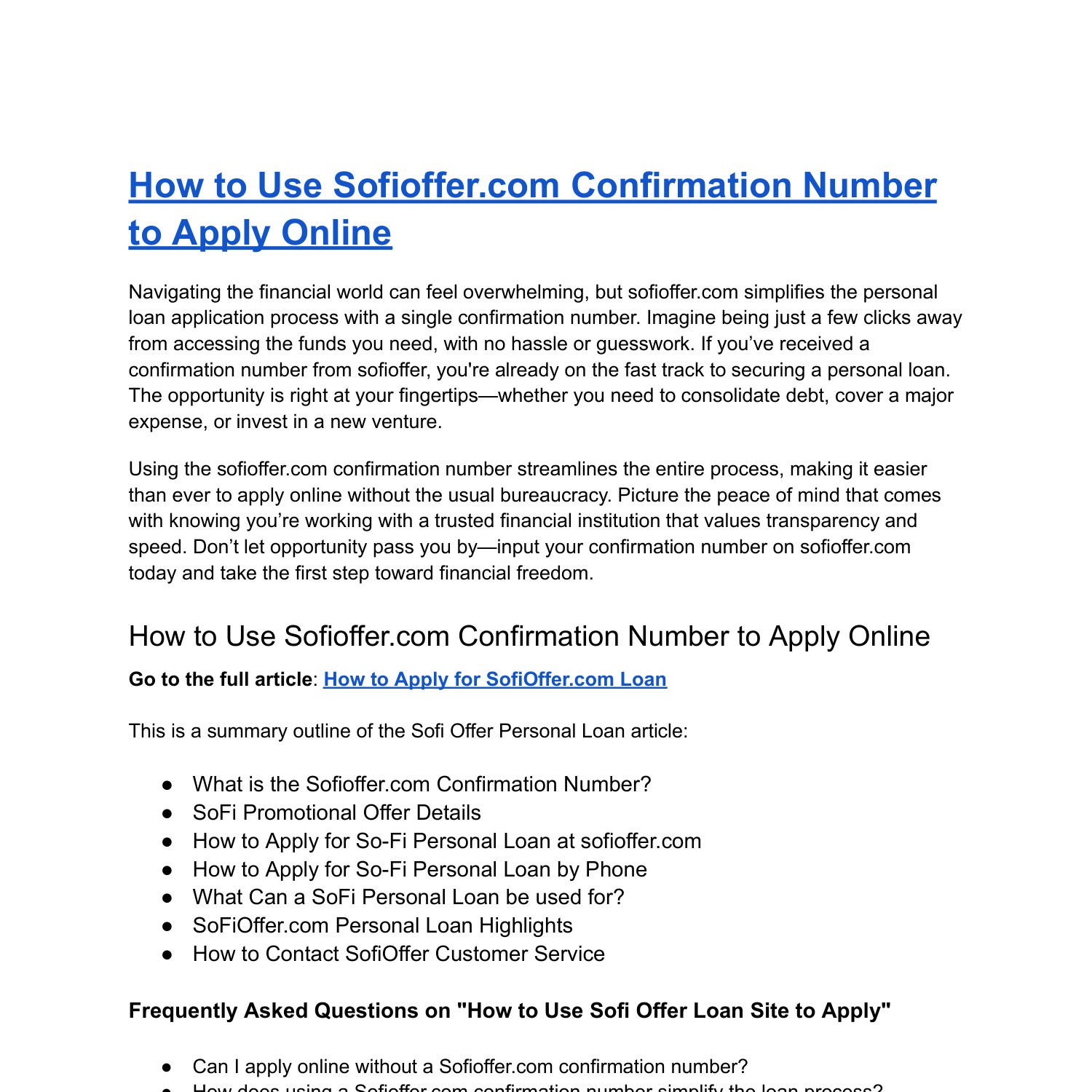 How to Use Sofioffer.com Confirmation Number to Apply Online.pdf | DocDroid